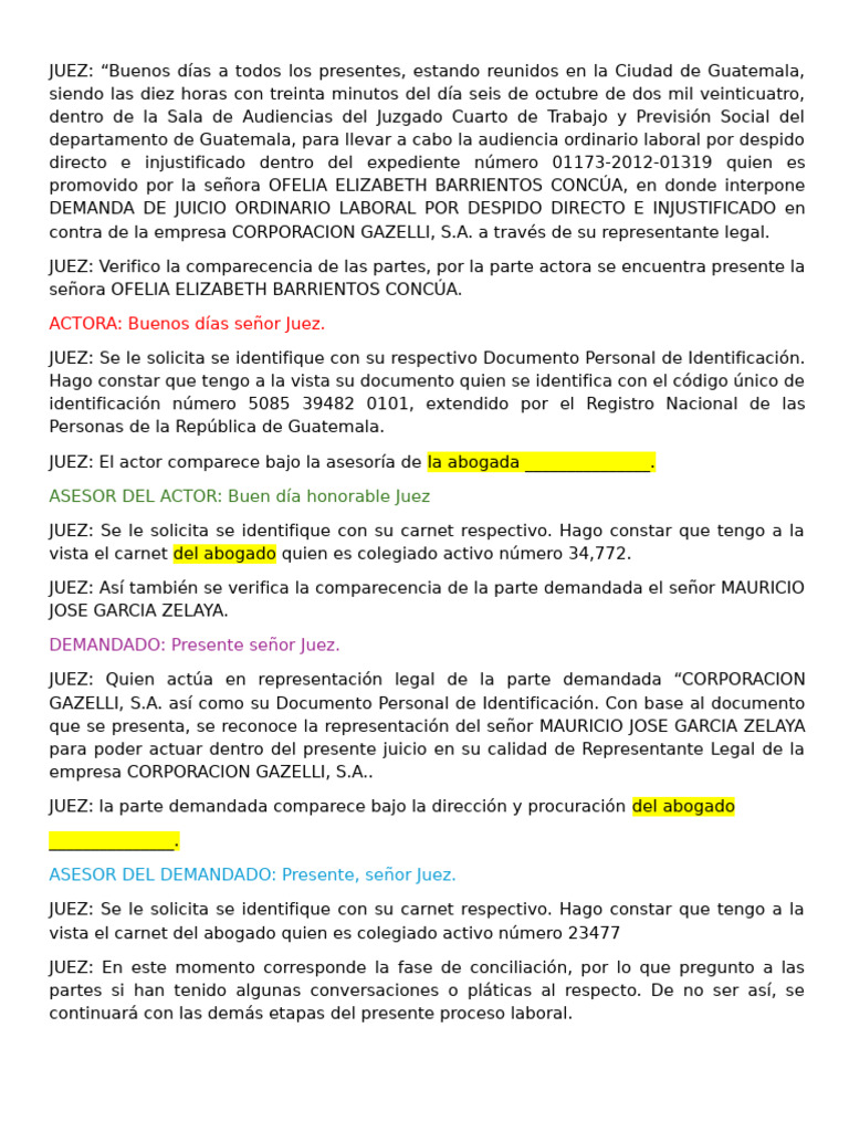 Guia Audiencia 2024 Clinica Laboral | PDF | Demanda judicial ...