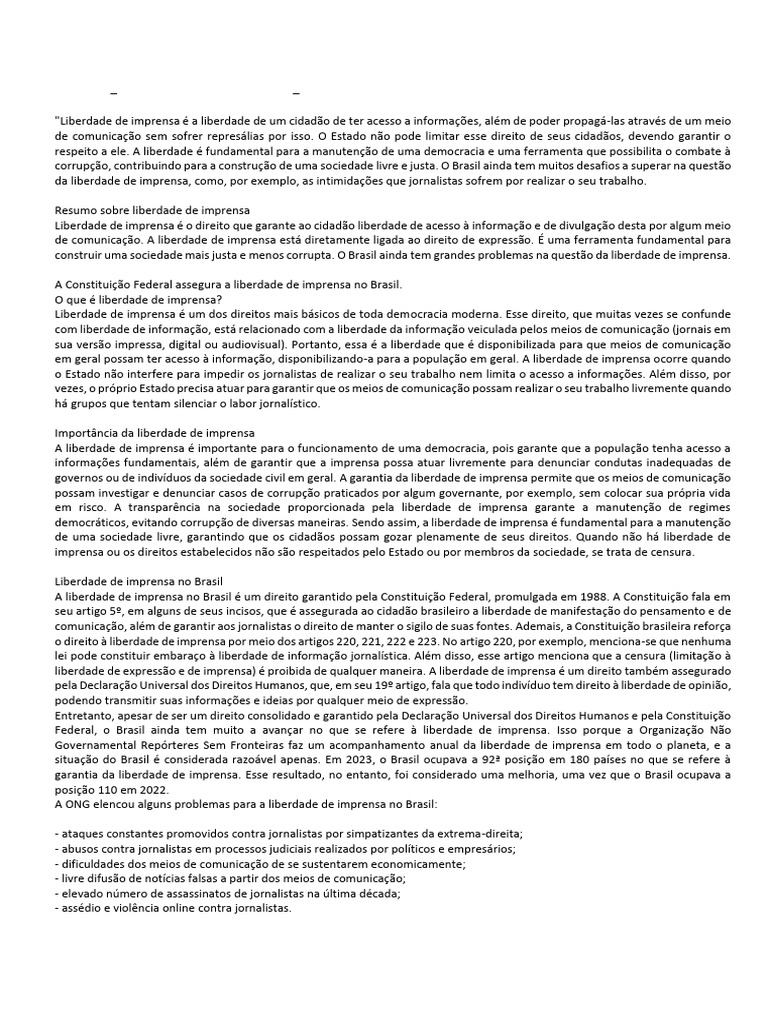 2 Série Meios Prova Vi 4º Bim | PDF | Liberdade de expressão | Liberdade de imprensa