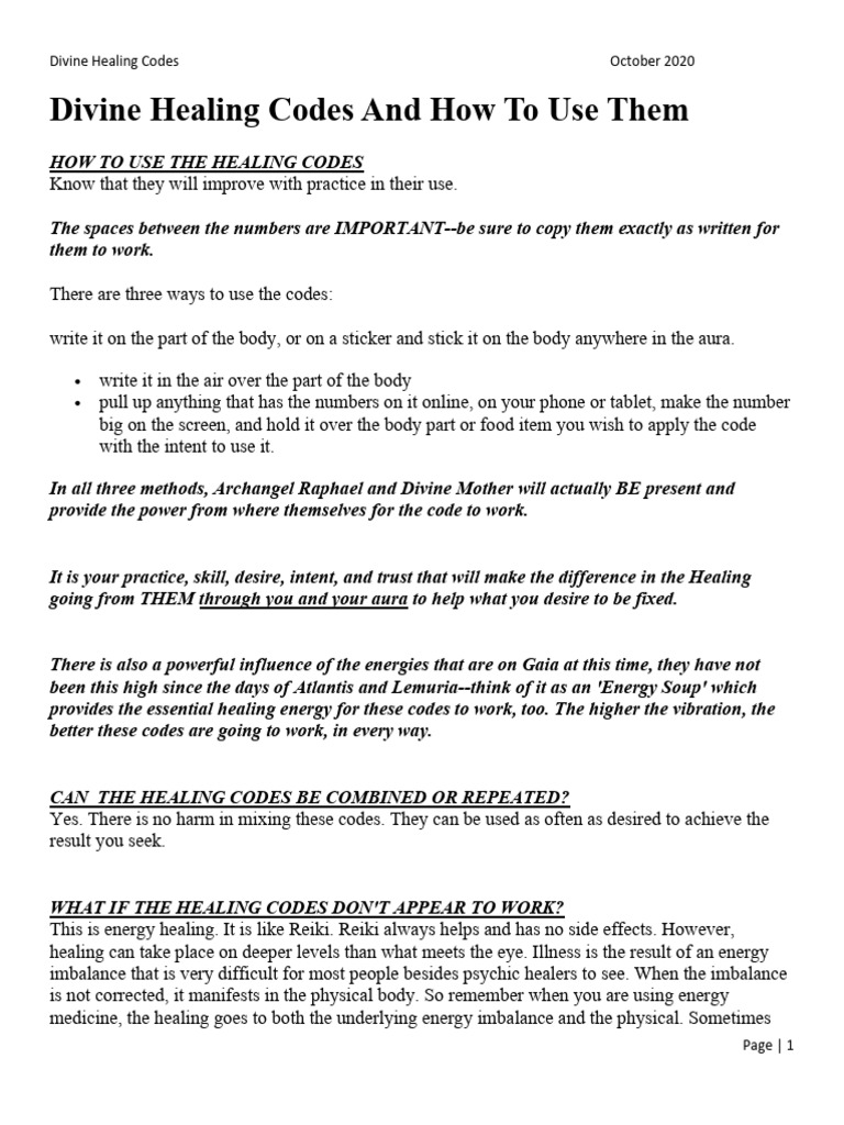 Divine Healing Codes and How To Use Them DHC | PDF