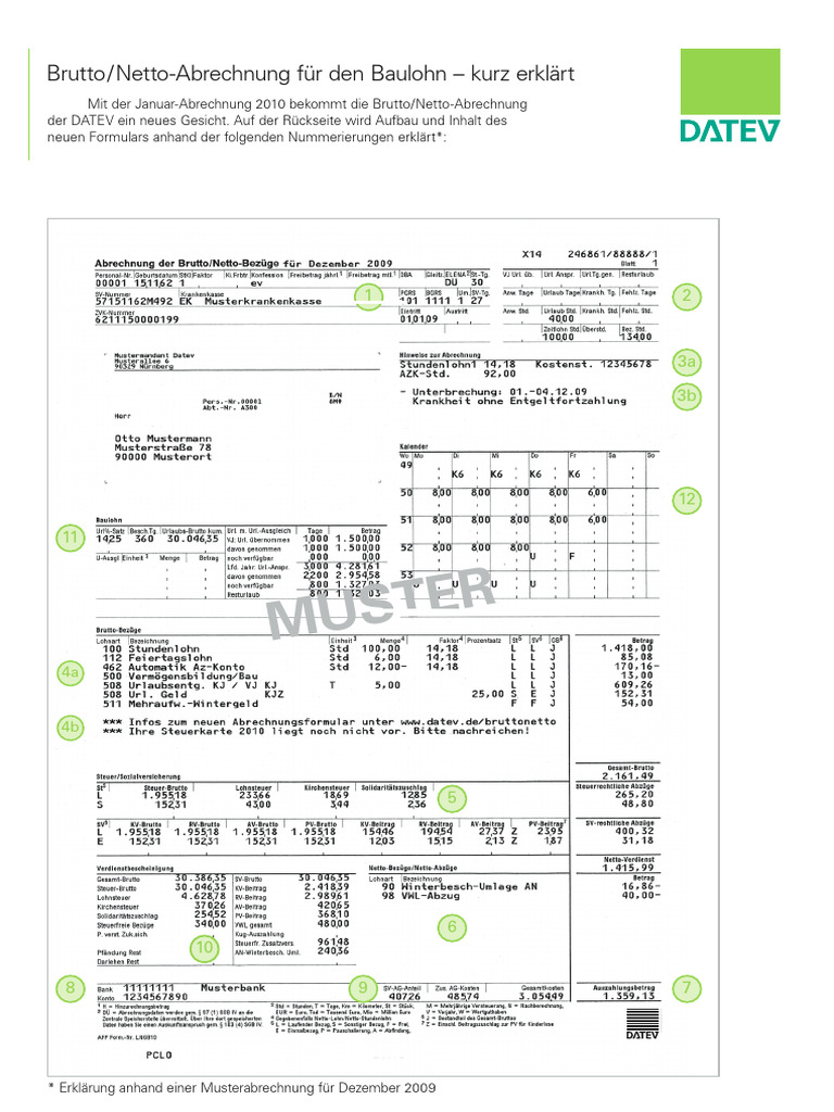 Hans Partner Brutto Netto Abrg Baulohn Erlaeuterung | PDF
