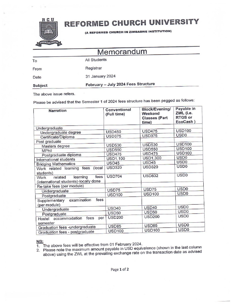 2024 Fees Structure | PDF