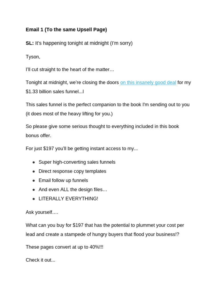 Sabri Suby Email Retarget Swipe | PDF | Self-Improvement