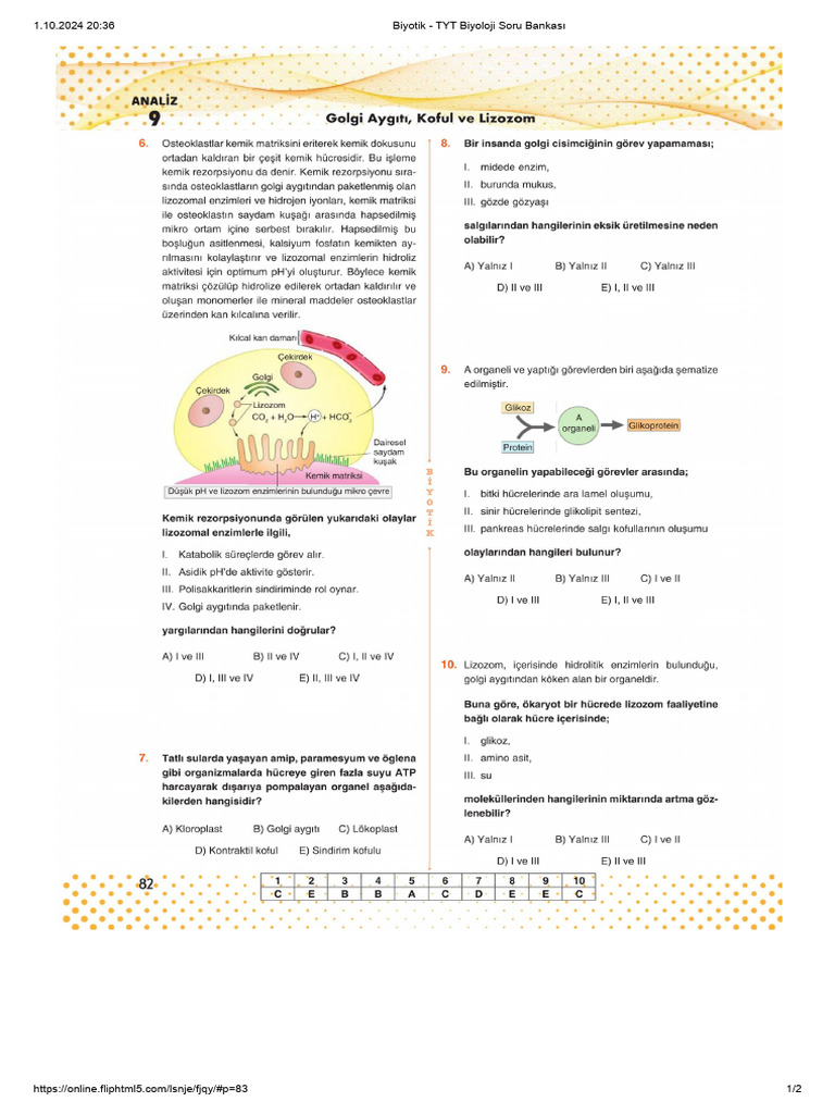 Biyotik - TYT Biyoloji Soru Bankası 10 | PDF