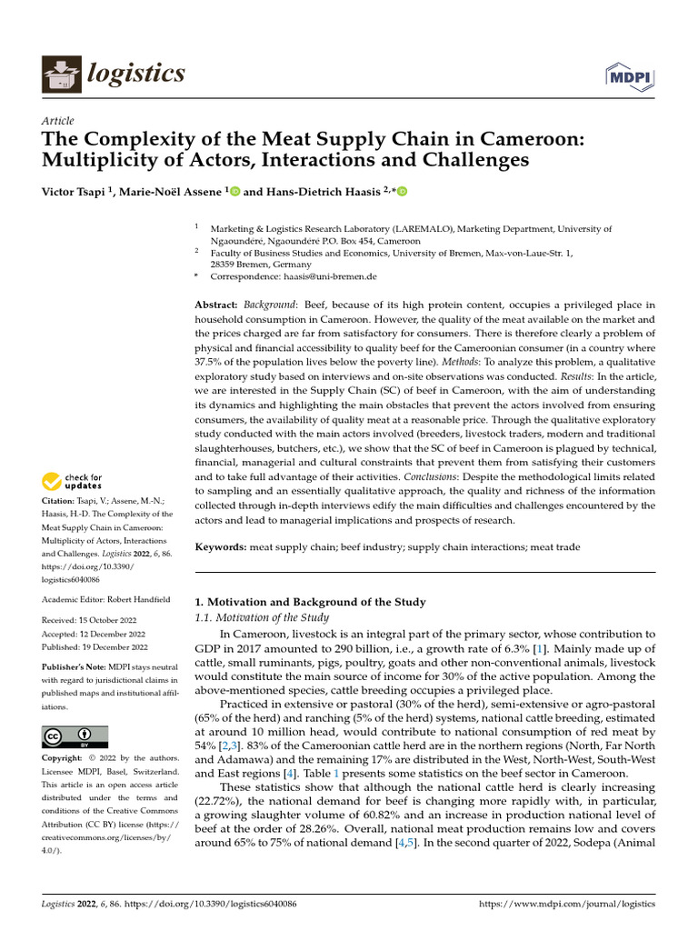 The Complexity of The Meat Supply Chain in Cameroo | PDF | Supply Chain ...