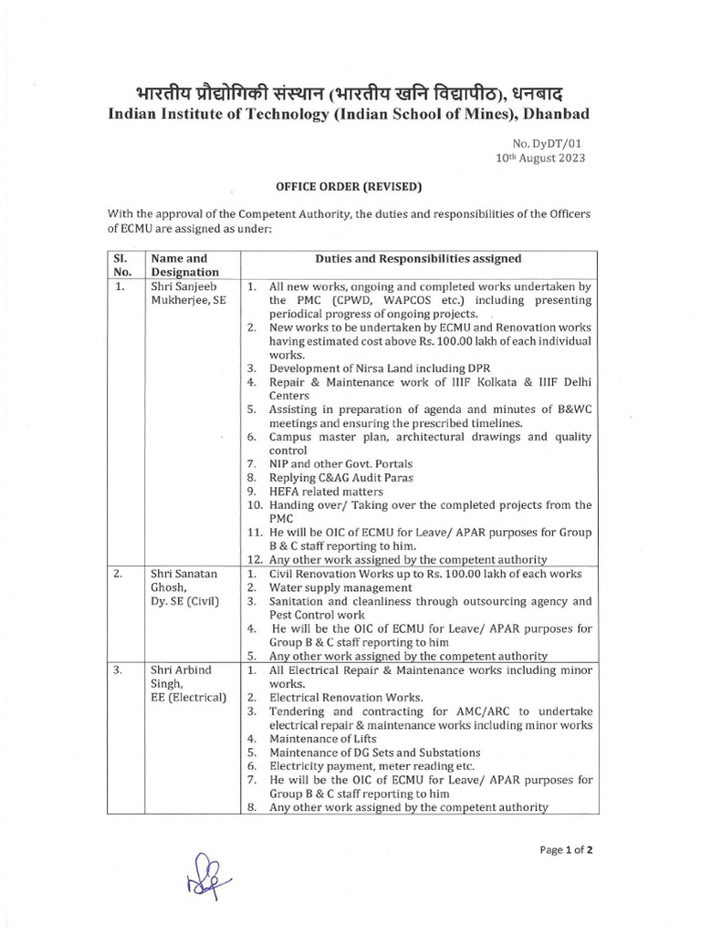 Revised Office Order of ECMU | PDF