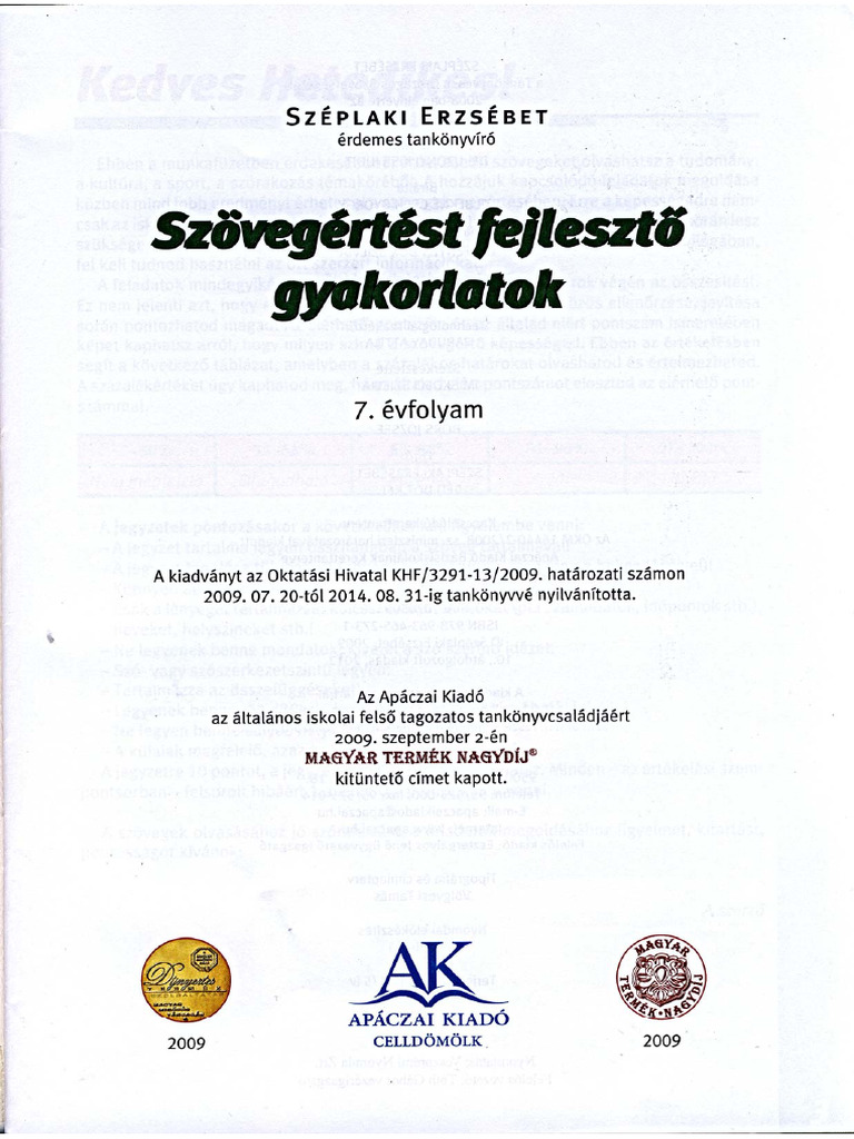 Szövegértést Fejlesztő Gyakorlatok 7. | PDF