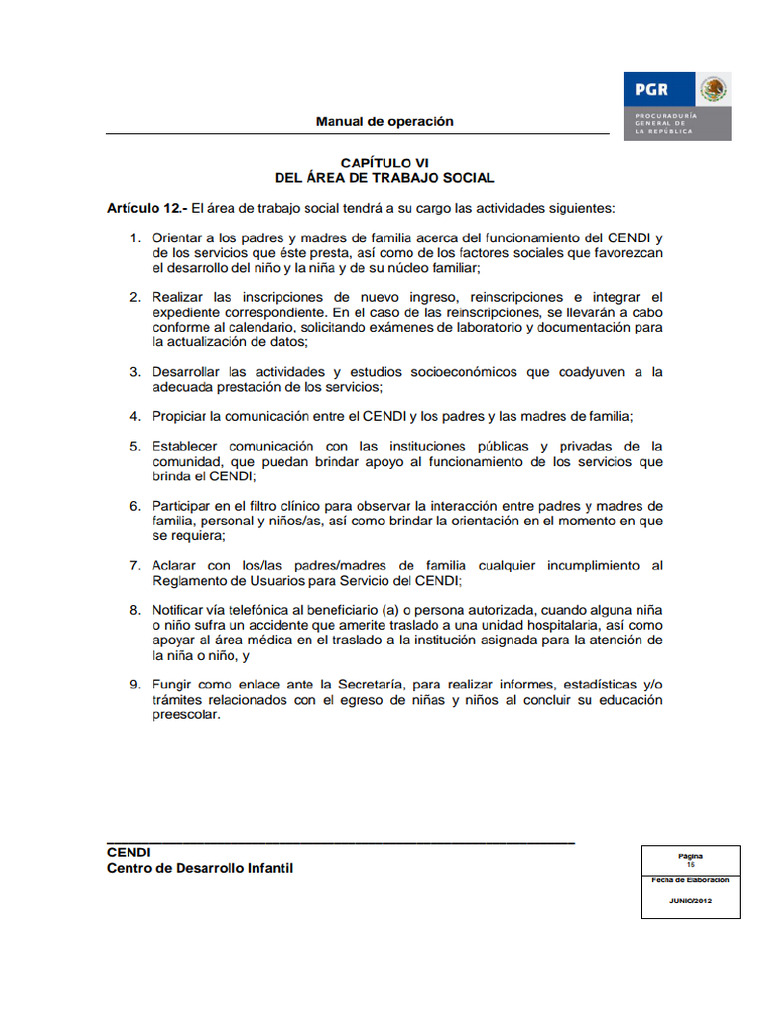 Manual de Operación Del CENDI 08-08-2012 | PDF