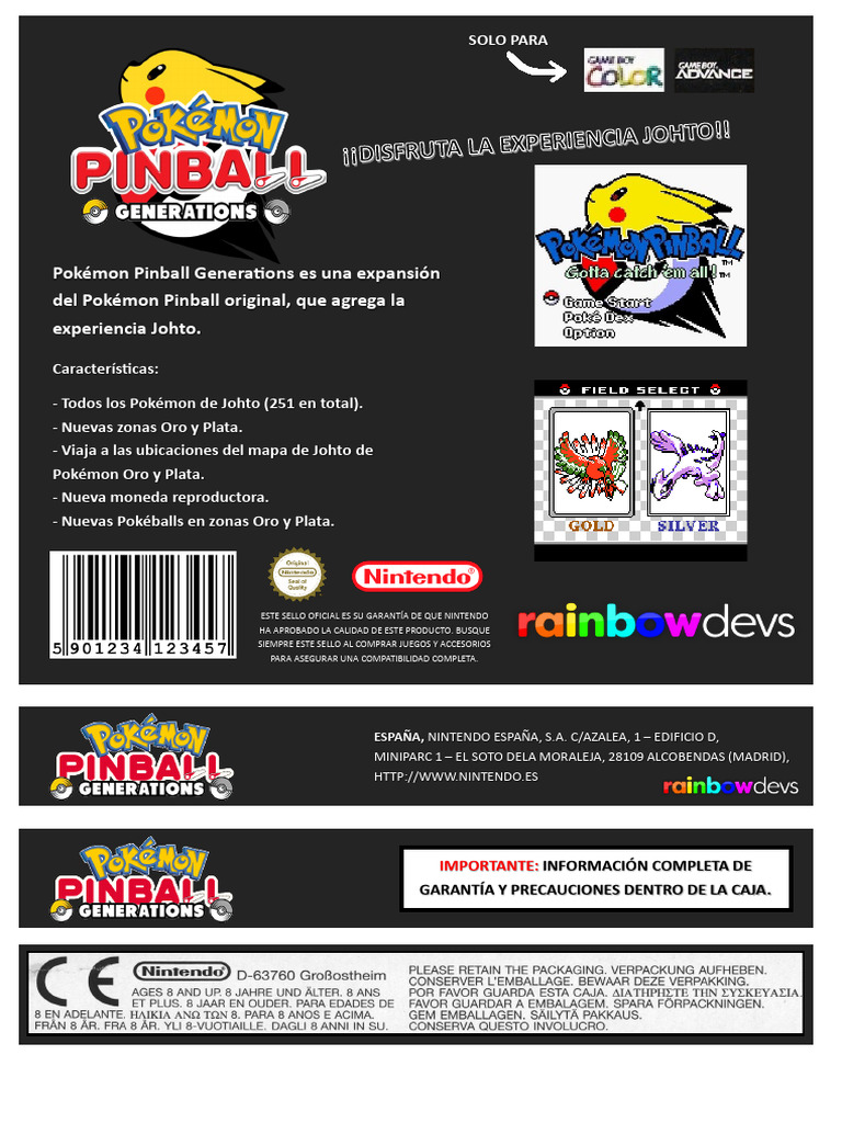 Caja Pokemon Pinball Generations | PDF