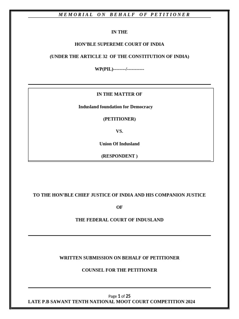 Petitioner Memorial | PDF