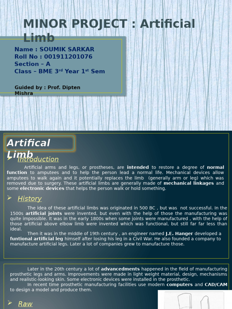 Artificial Limbs Presentation | PDF