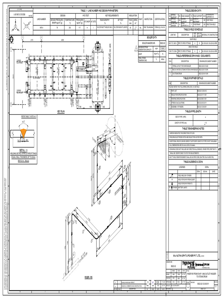 B523.02.12.06.011 - 0 - Riser R5 From Evap.1 (N8) Outlet Header To Steam Drum-Model | PDF | Pipe ...