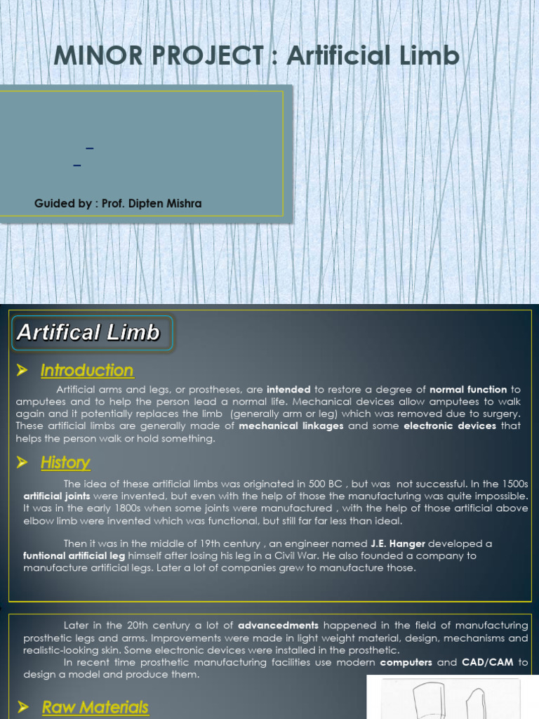 Artificial Limbs Minor Project PDF | PDF