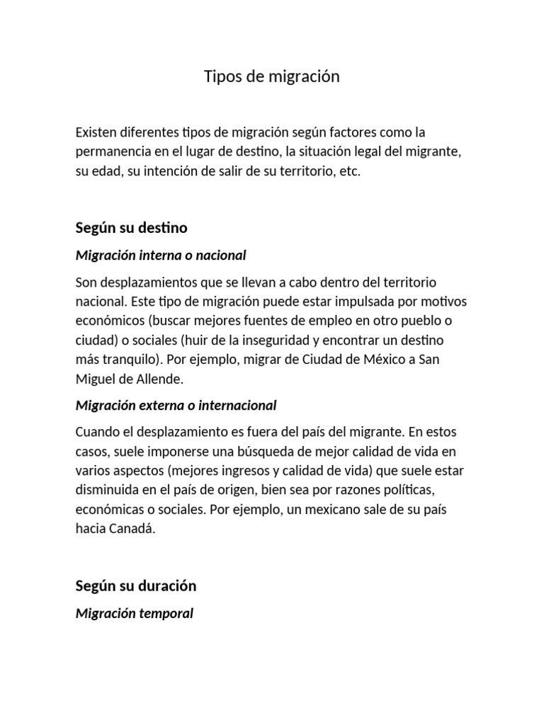 Tipos de Migración | PDF