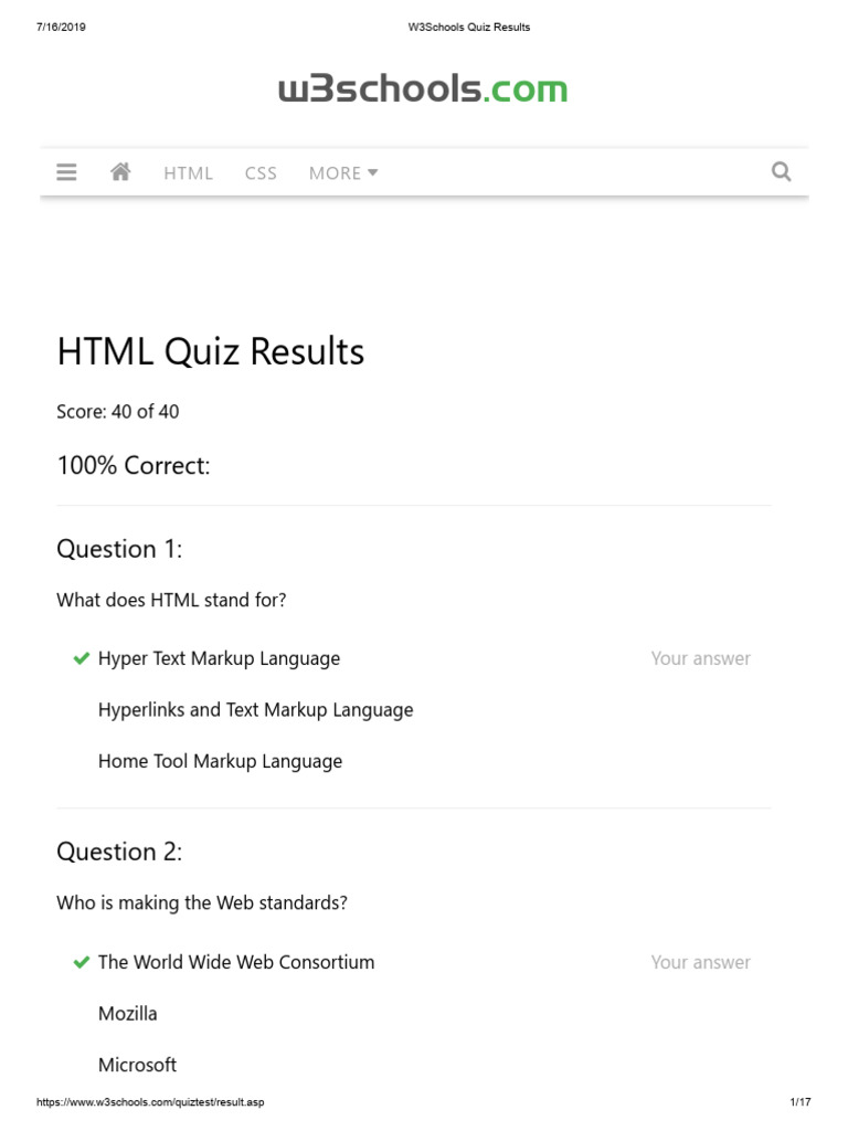 HTML Quiz | PDF