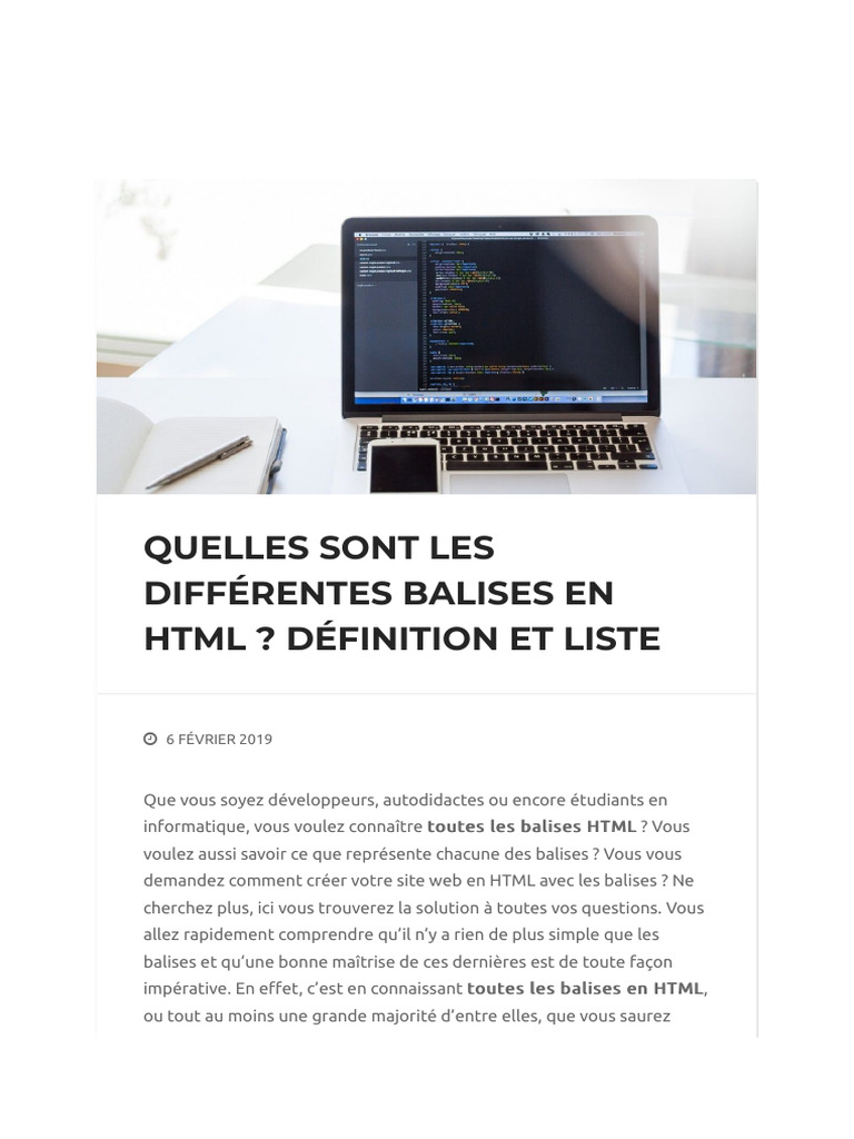 Liste des balises HTML essentielles | PDF | Langage de balisage | Html