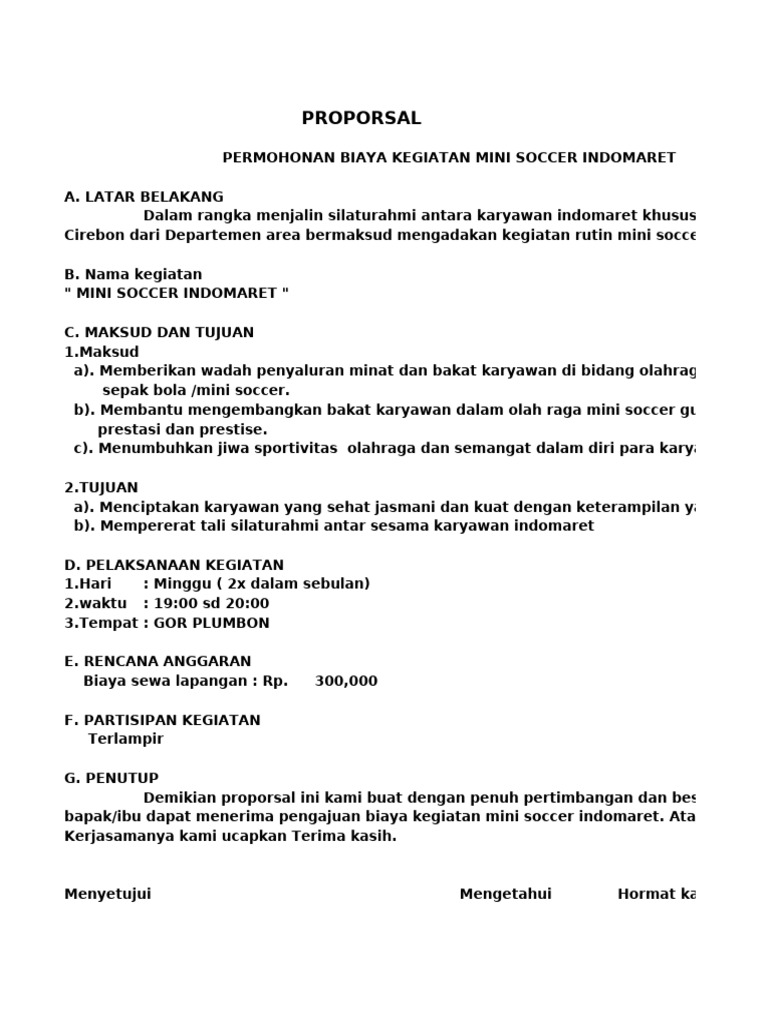Proporsal Mini Soccer | PDF