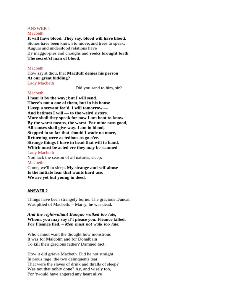 Macbeth Solutions | PDF