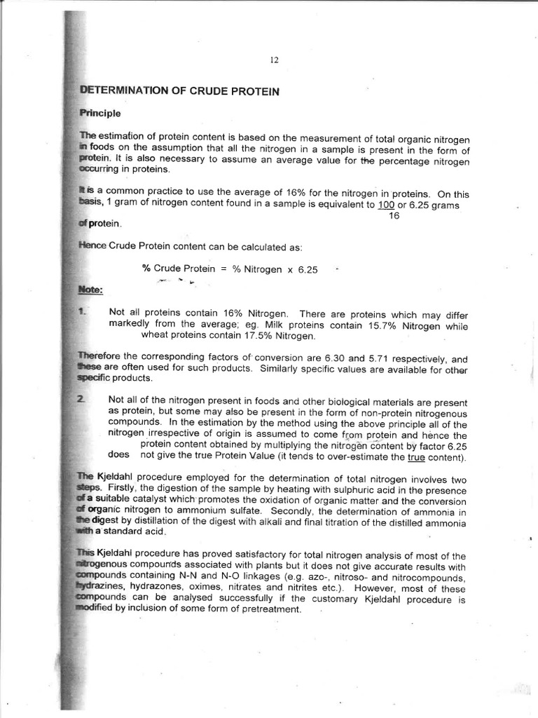 Determination of Crude Protein - FT Manual | PDF