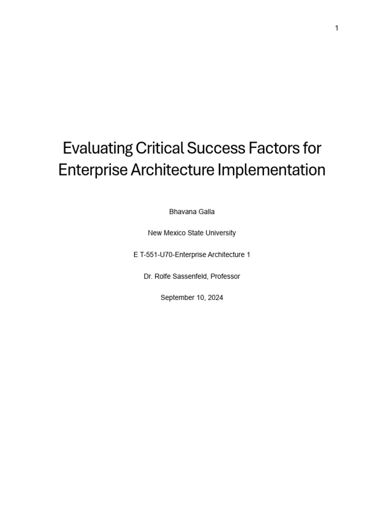 Critical Success Factors | PDF