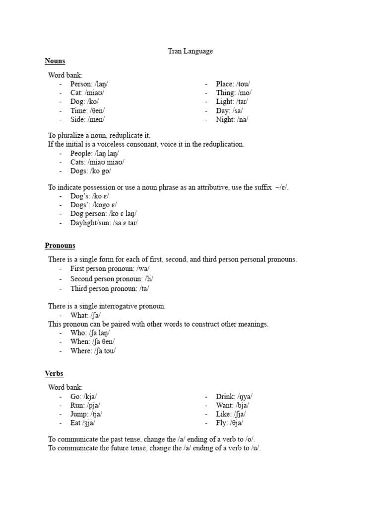 Tran Language Handout | PDF