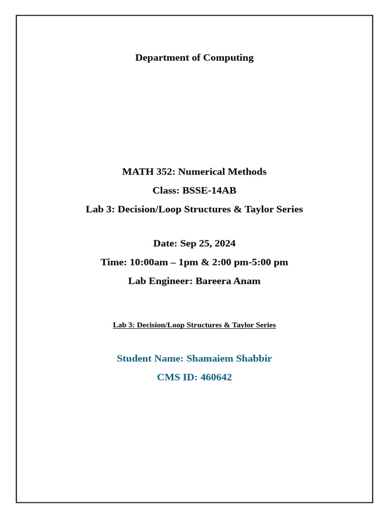 Numerical Methods Lab 3 | PDF Numerical Methods Lab 3 | PDF