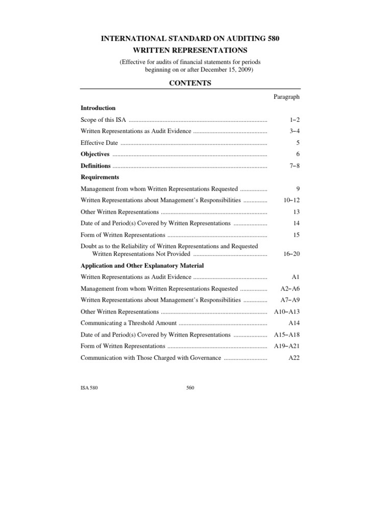 Isa 580 | PDF