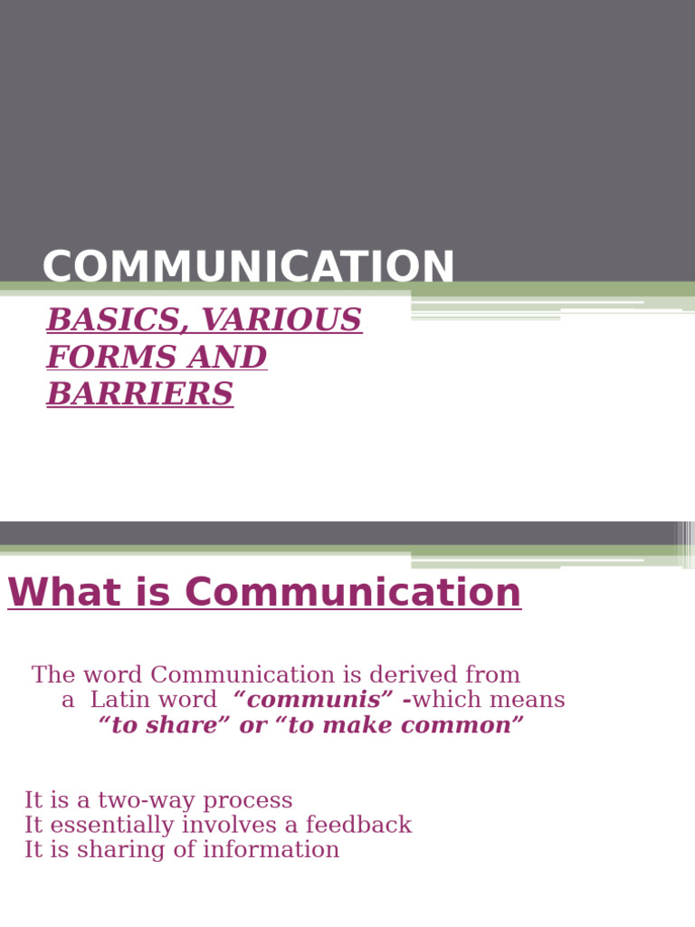 Basics of Communication | PDF