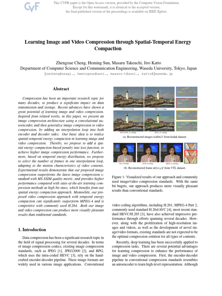 Cheng Learning Image and Video Compression Through Spatial-Temporal ...