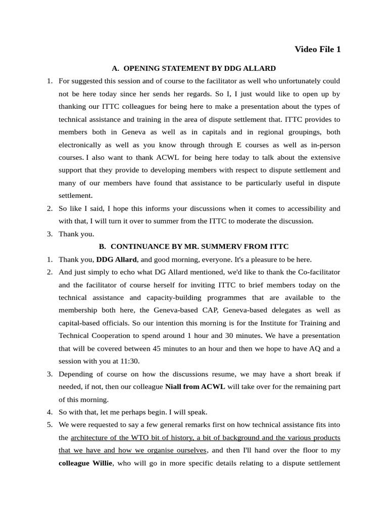 Complete Transcription of ITTC Session | PDF | World Trade Organization | Business