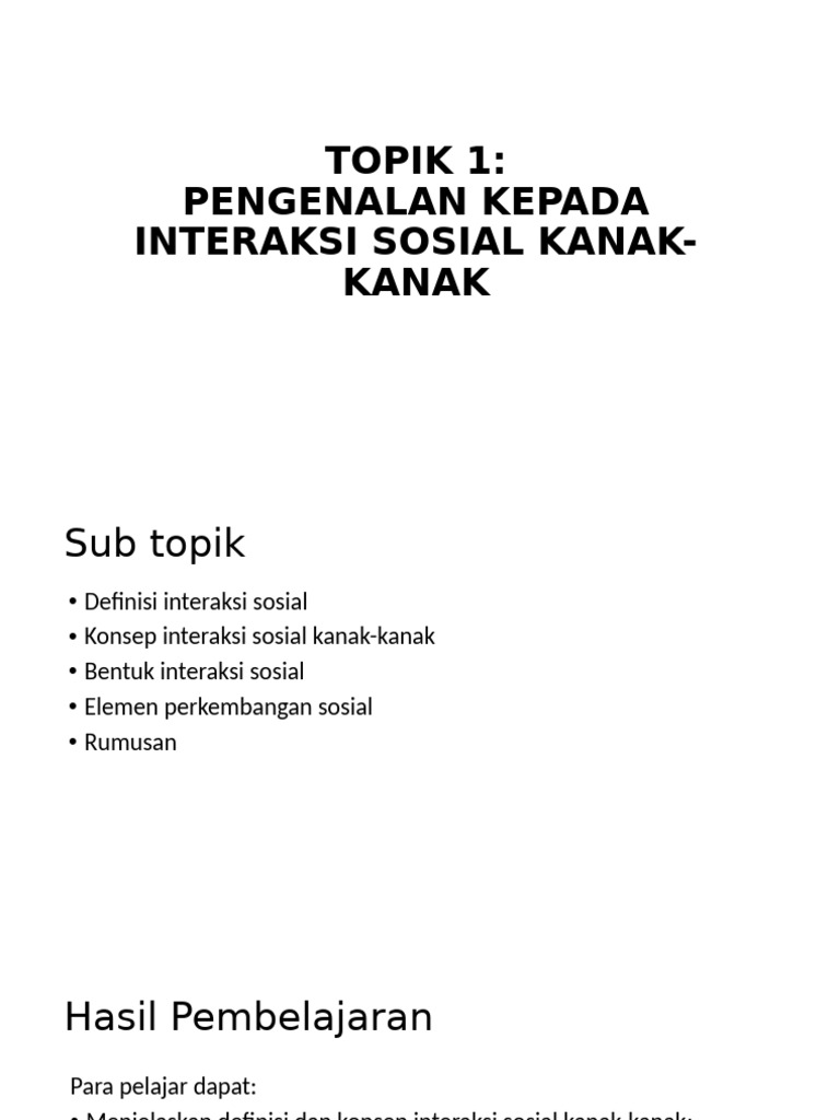 Topik 1 Pengenalan Kepada Interaksi Sosial | PDF