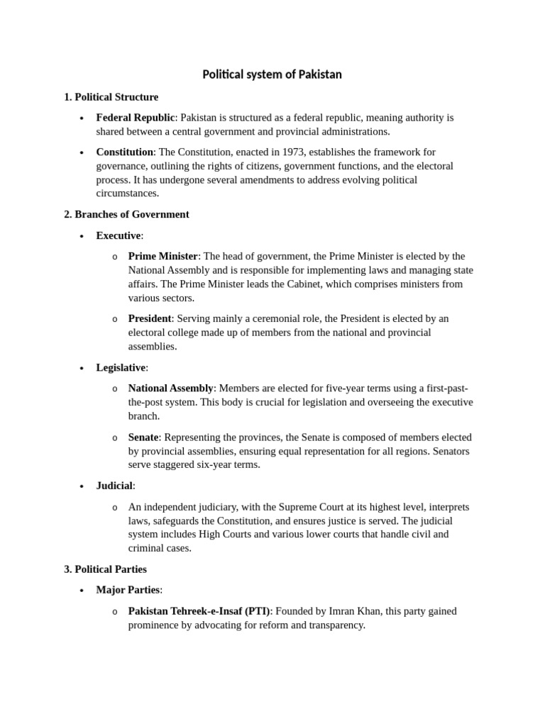 Political System of Pakistan | PDF