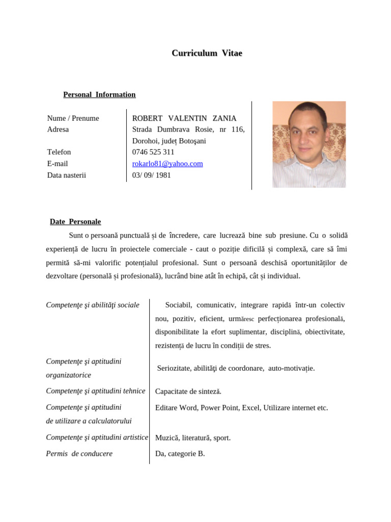 CV Robert Romana | PDF