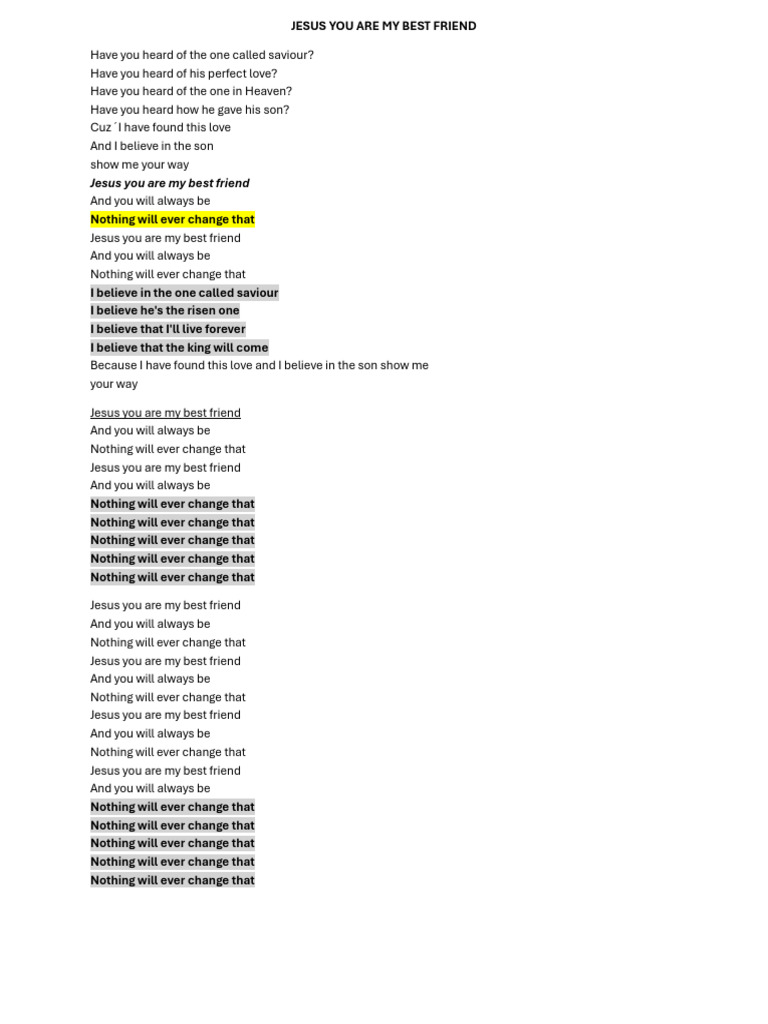 Jesus You Are My Best Friend Pdf