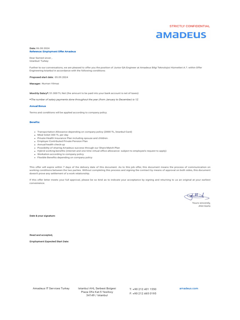 External Offer Letter Turkey 2024!08!06 | PDF