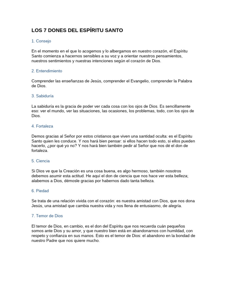 Los 7 Dones Del Espíritu Santo | PDF