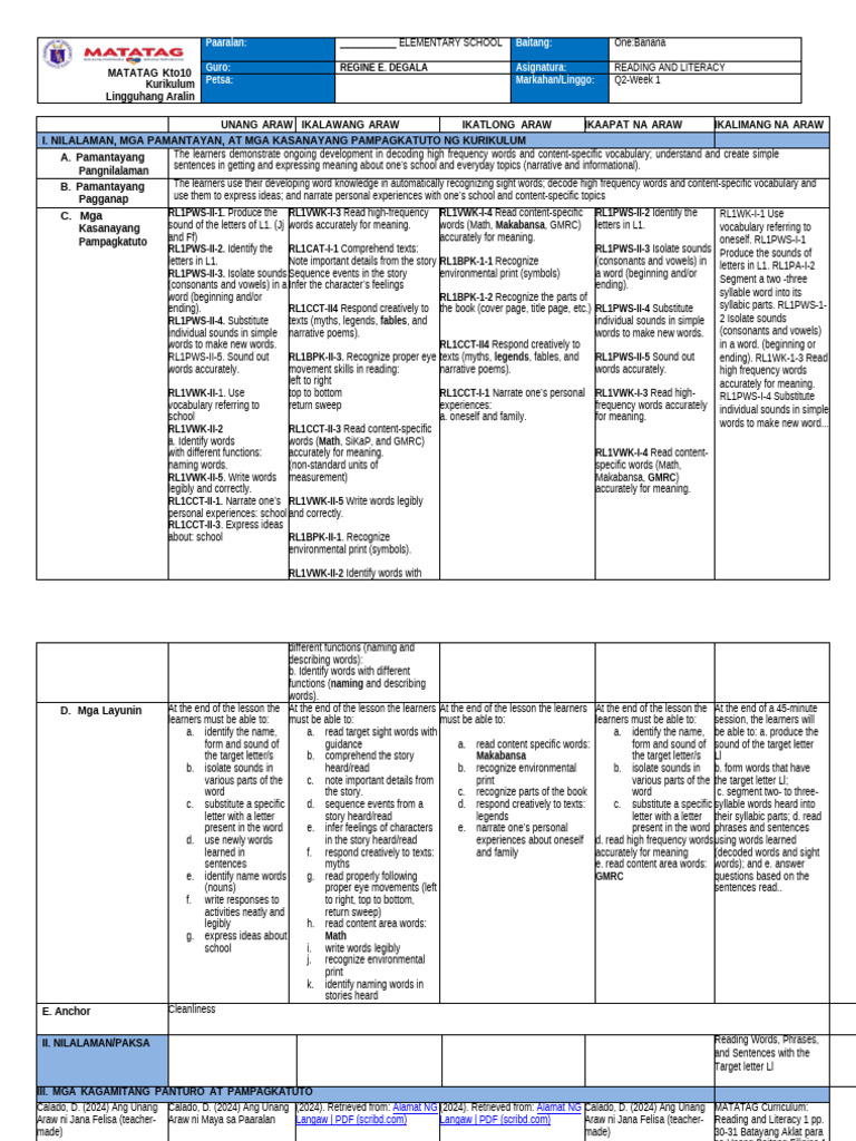 Week 1-Q2 - Reading & Lit | PDF