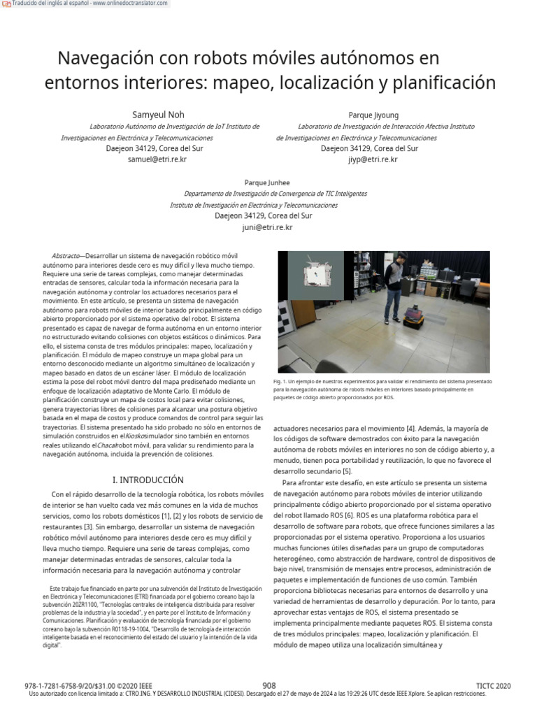 Autonomous Mobile Robot Navigation in Indoor Environments Mapping Localization and Planning - En ...