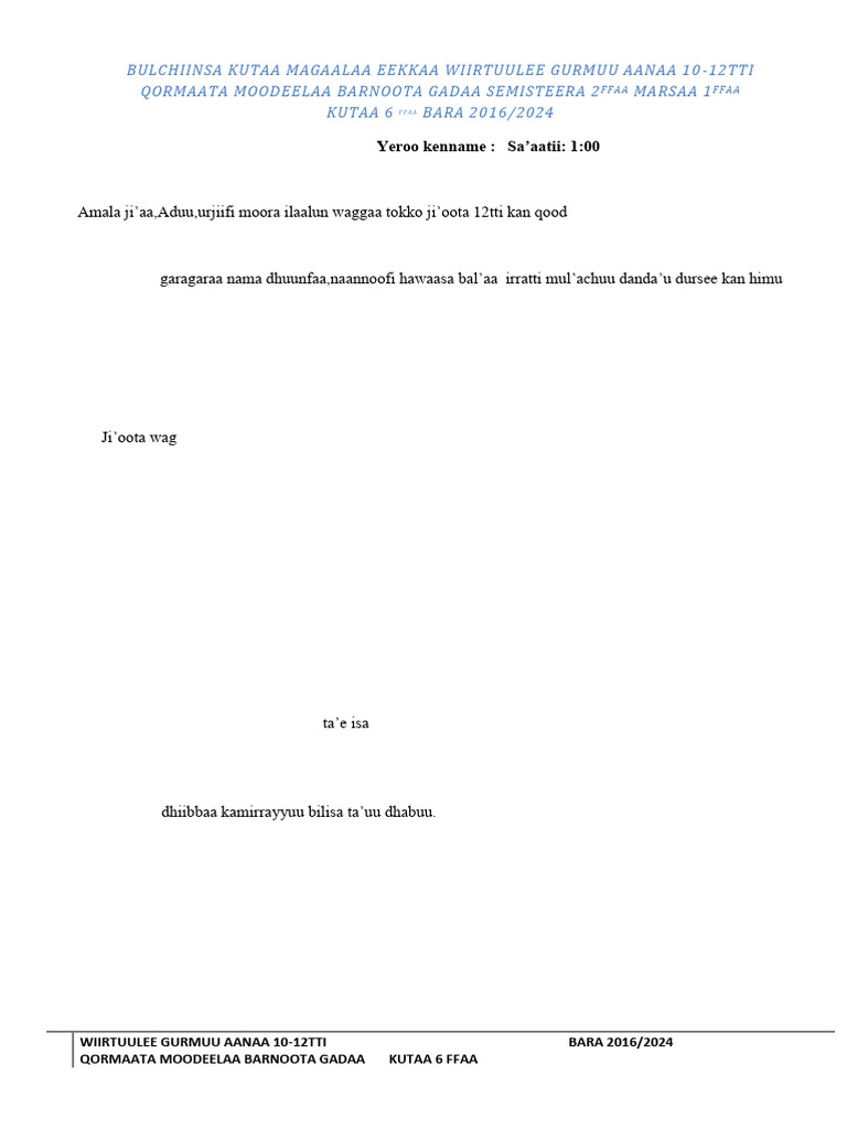 Gadaa Kutaa 6 | PDF