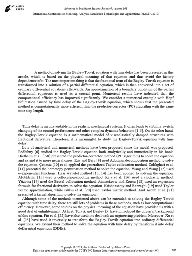 A Fast Method For Solving The Bagley-Torvik Equation With Time Delay As ...