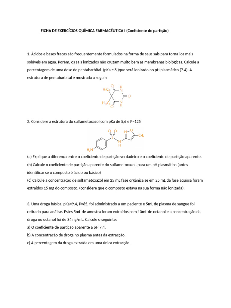 Exercicios Coeficente de Particao Docx - 103801 | PDF