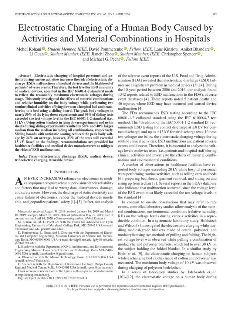 Electrrostatic Charging of Human Body Caused by Activities and Material ...