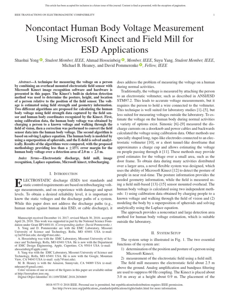 Non Contact Human Body Voltage Measurement For ESD Applications | PDF