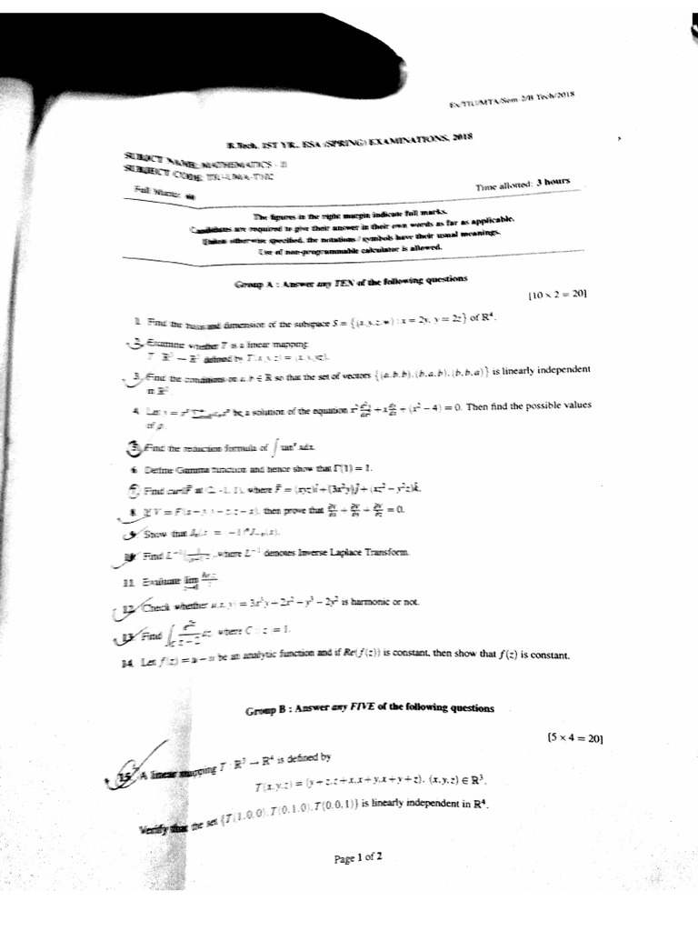 1st Year 2nd Semester B.Tech Papers | PDF