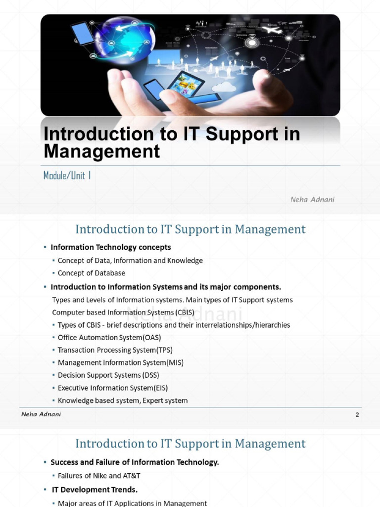 Unit I - Introduction To IT Support in Management - IBM-I | PDF