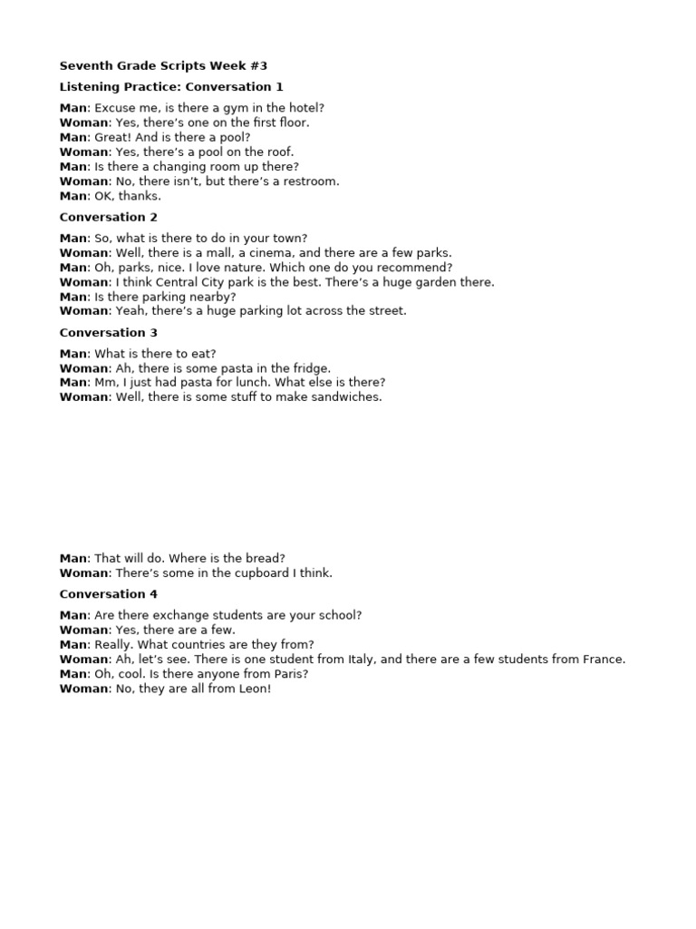 Seventh Grade Scripts Week #3 | PDF