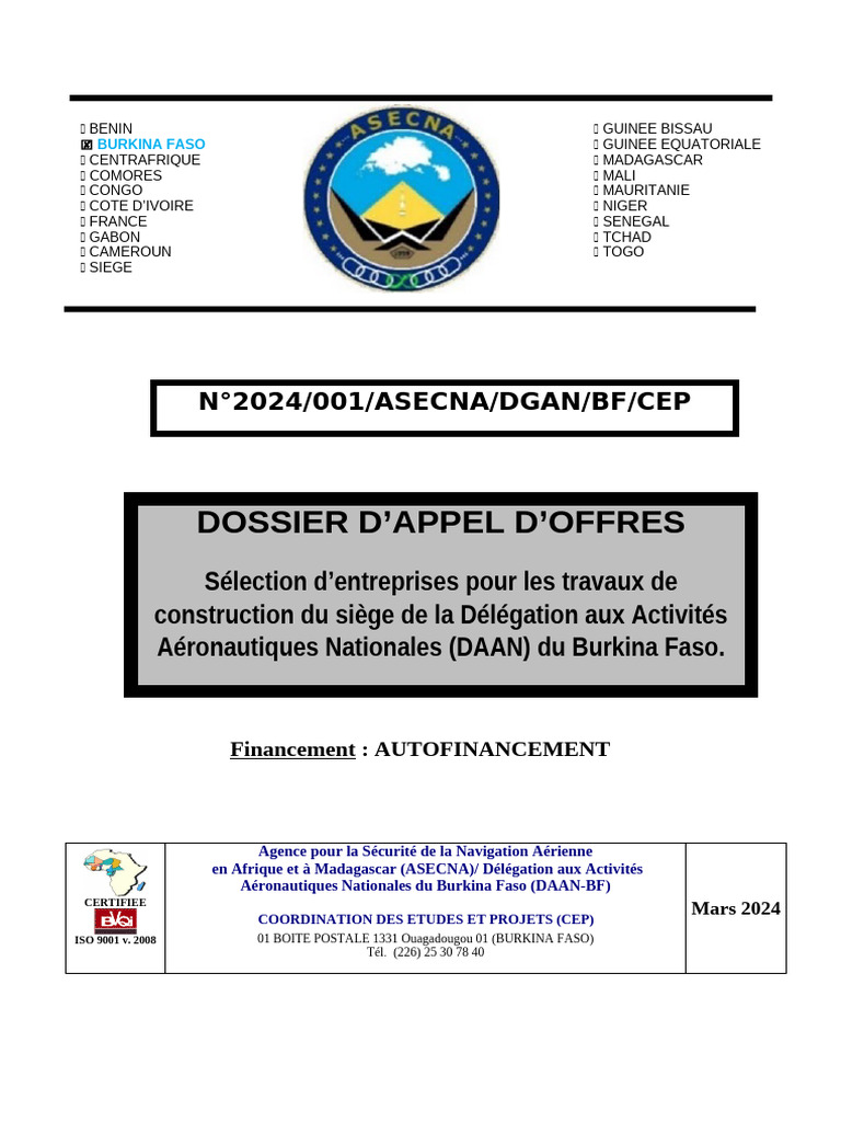 Dao Travaux de Construction Du Siege Daan Asecna VF | PDF