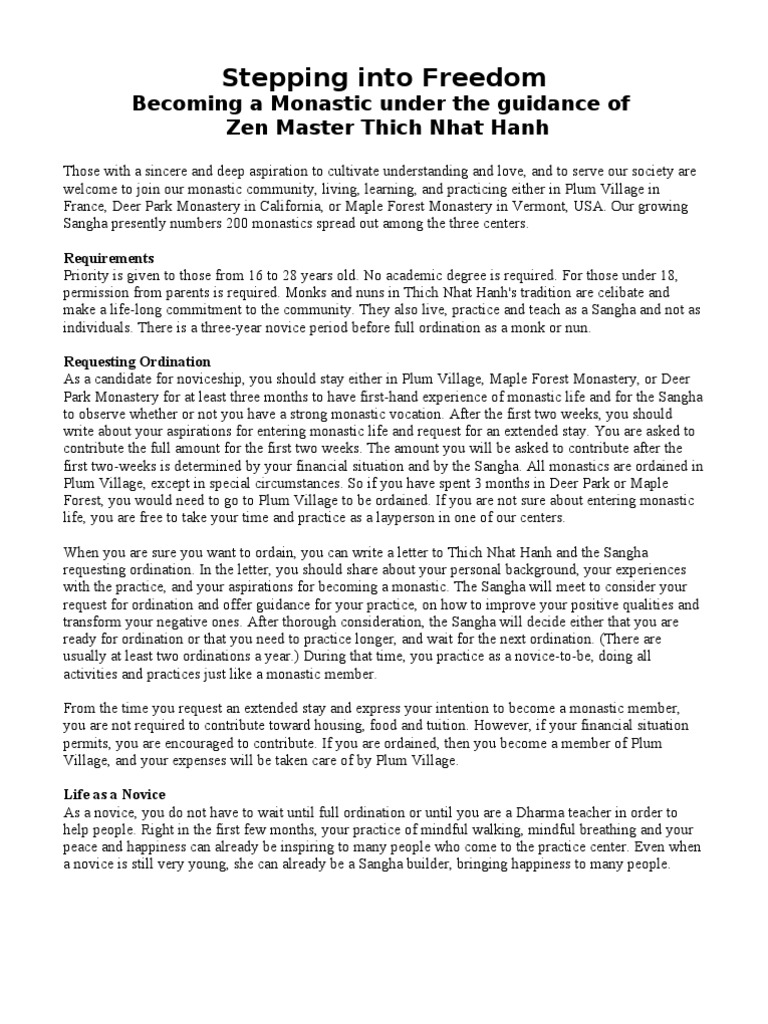 Stepping Into Freedom | PDF | Ordination | Monk