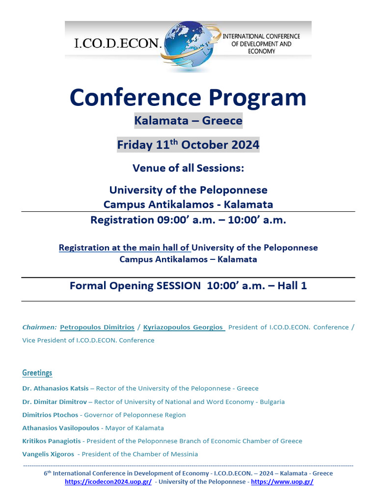 Conference Schedule 2024 Site | PDF | Greece | Entrepreneurship