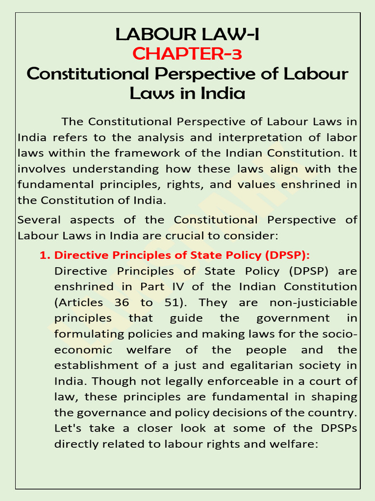 Chapter-3 Constitutional Perspective of Labour Legislations | PDF