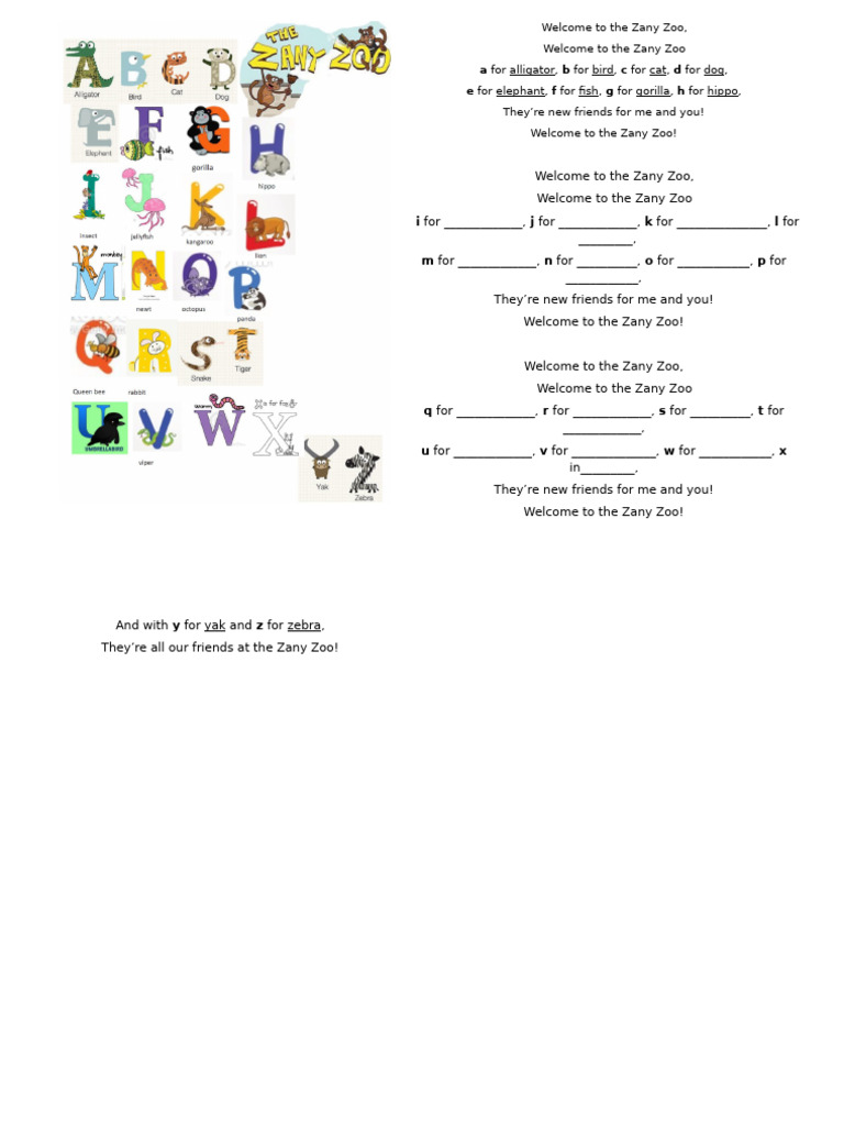 Welcome To The Zany Zoo | PDF